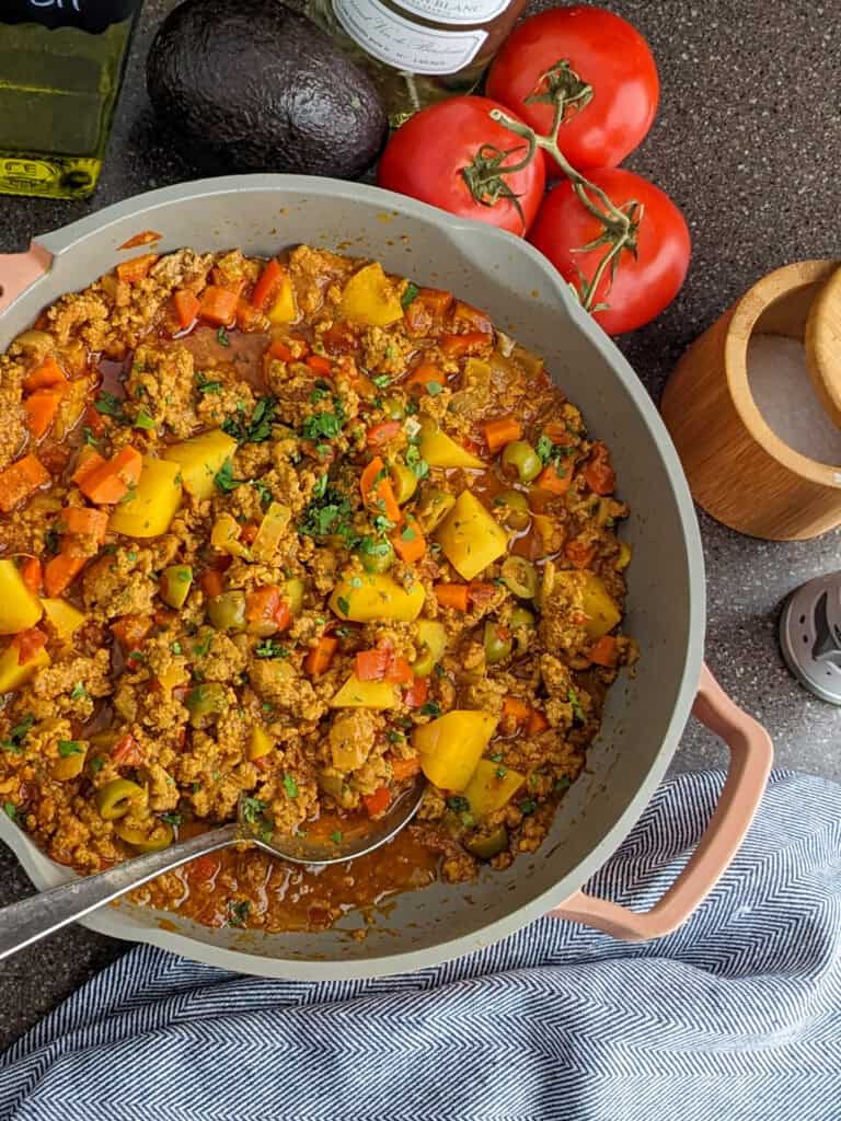 Easy Healthy Ground Turkey Curry Picadillo Twist - Just Maika Cooking