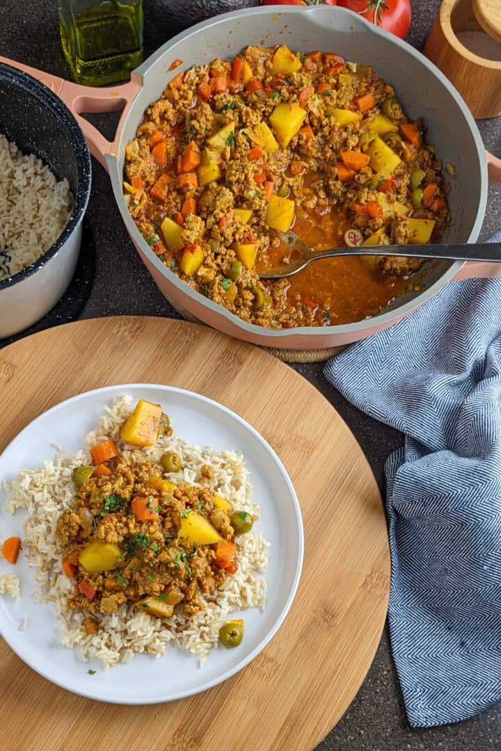 Easy Healthy Ground Turkey Curry Picadillo Twist - Just Maika Cooking