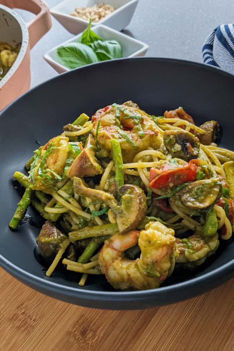 Creamy Argentinian Shrimp Pesto Pasta with Jalapeño - Just Maika Cooking