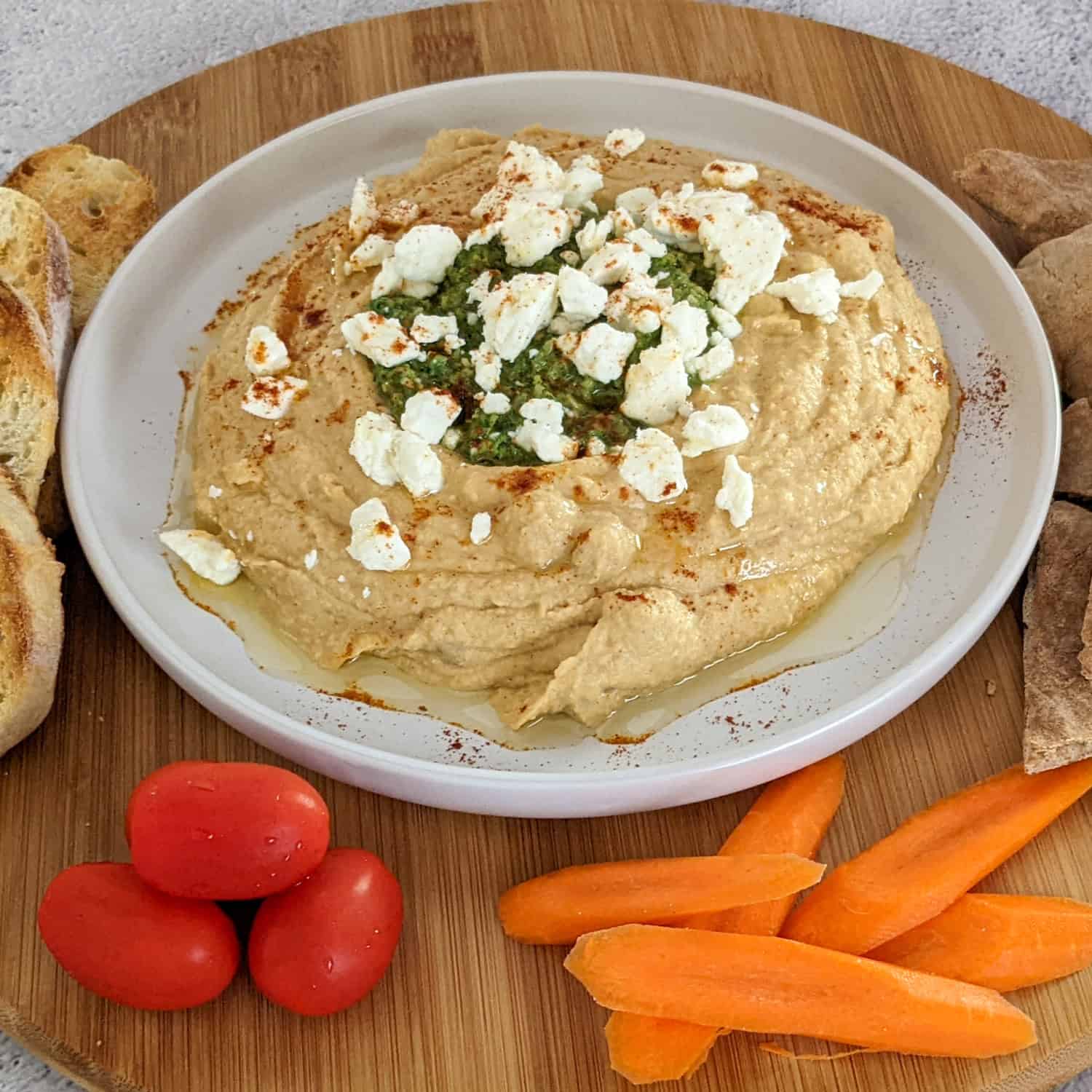 Fresh Zhug & Feta Cheese Chunky Hummus - Just Maika Cooking