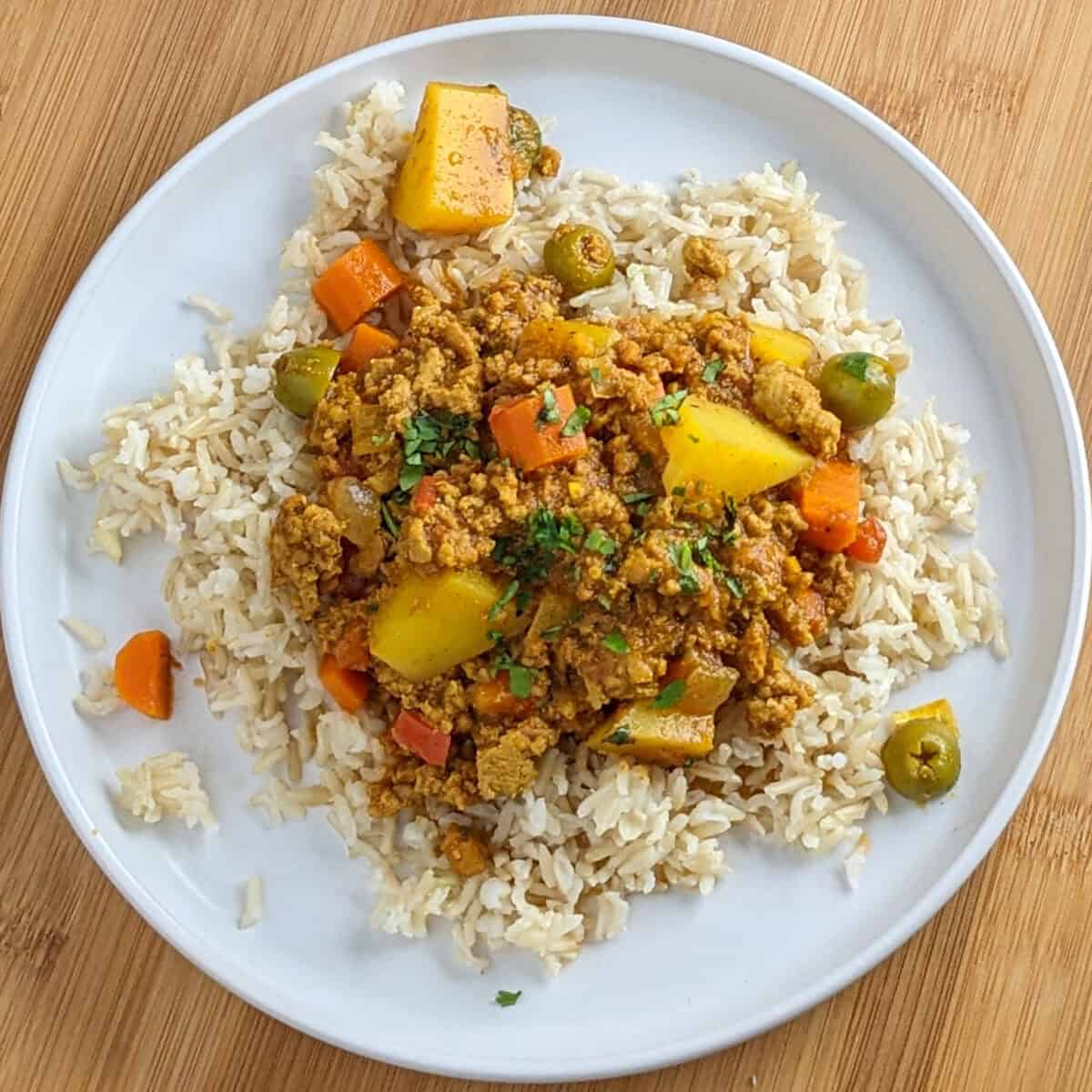 Easy Healthy Ground Turkey Curry Picadillo Twist - Just Maika Cooking
