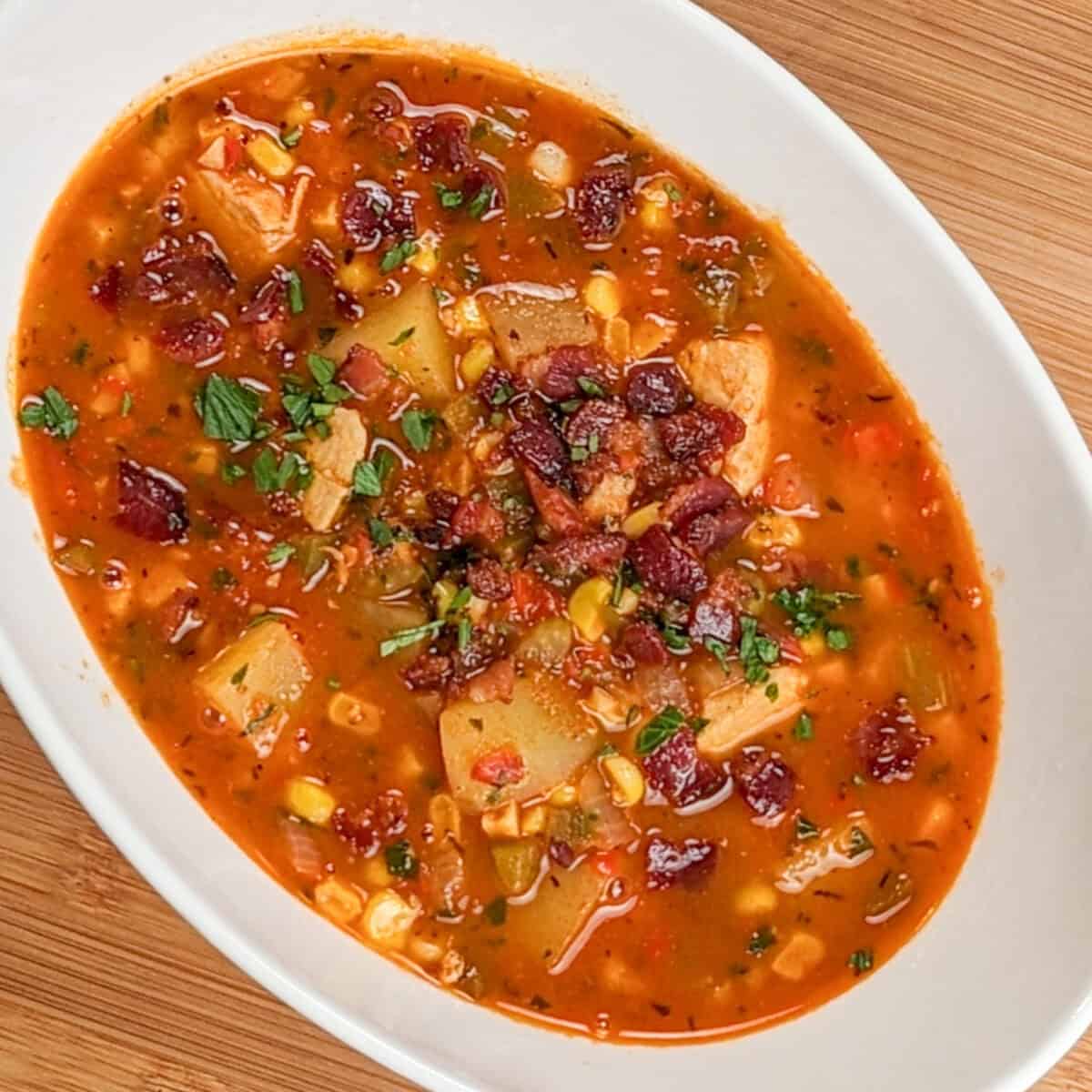 Easy Spicy Calabrian Pepper Tomato Chicken Chowder - Just Maika Cooking