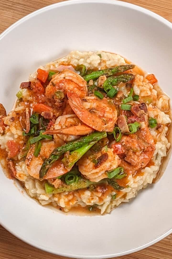 Spicy Creole Shrimp and White Cheddar Cheese Risotto - Just Maika Cooking