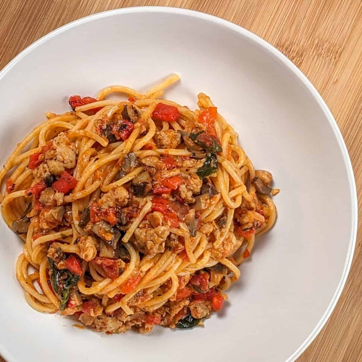 Easy Spicy Calabrian Italian Chicken Sausage Bolognese - Just Maika Cooking