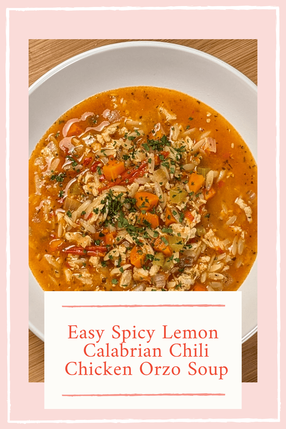 Easy Spicy Lemon Calabrian Chili Chicken Orzo Soup - Just Maika Cooking