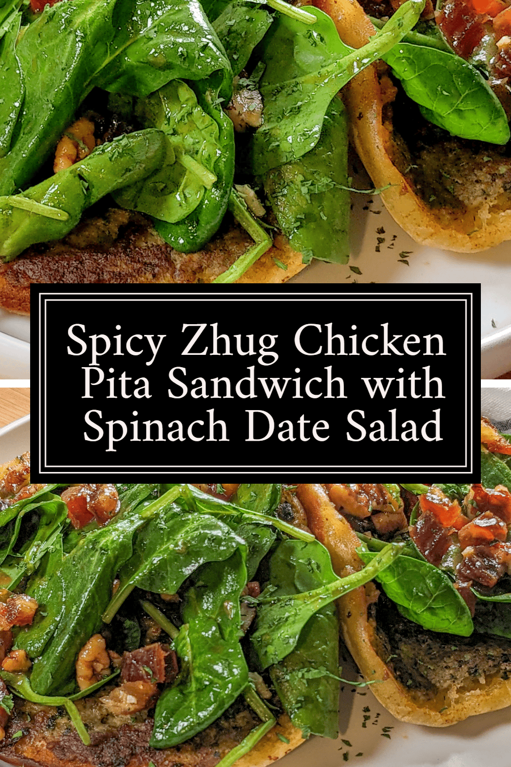 Spicy Zhug Chicken Pita Sandwich with Spinach Date Salad - Just Maika ...