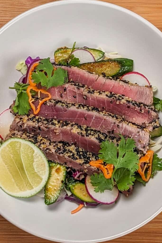 Sesame Seed-Crusted Ahi Tuna with Spicy Sesame-Soy Sauce - Just Maika ...
